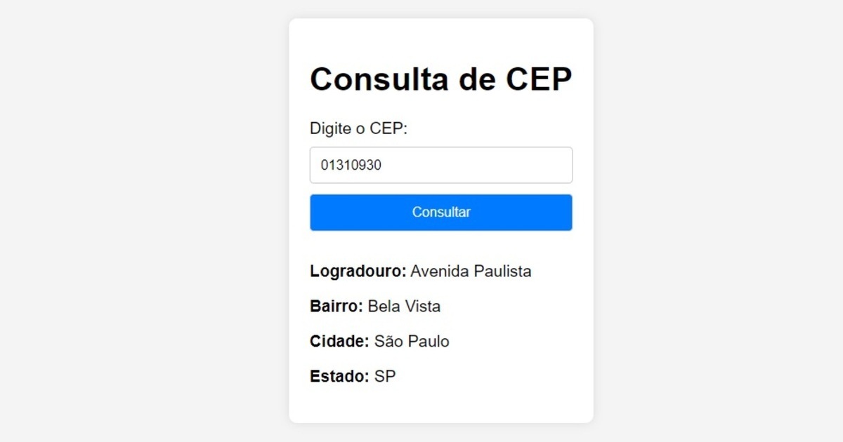 Como Consumir API de CEP em JavaScript